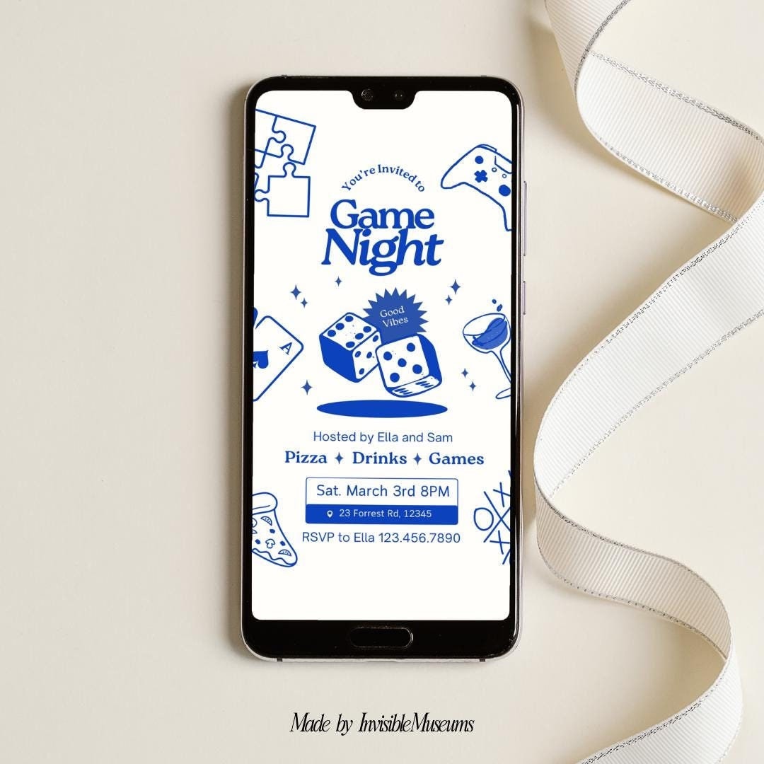 Retro Game Night Invite Template, Digital Game Night Invitation ...