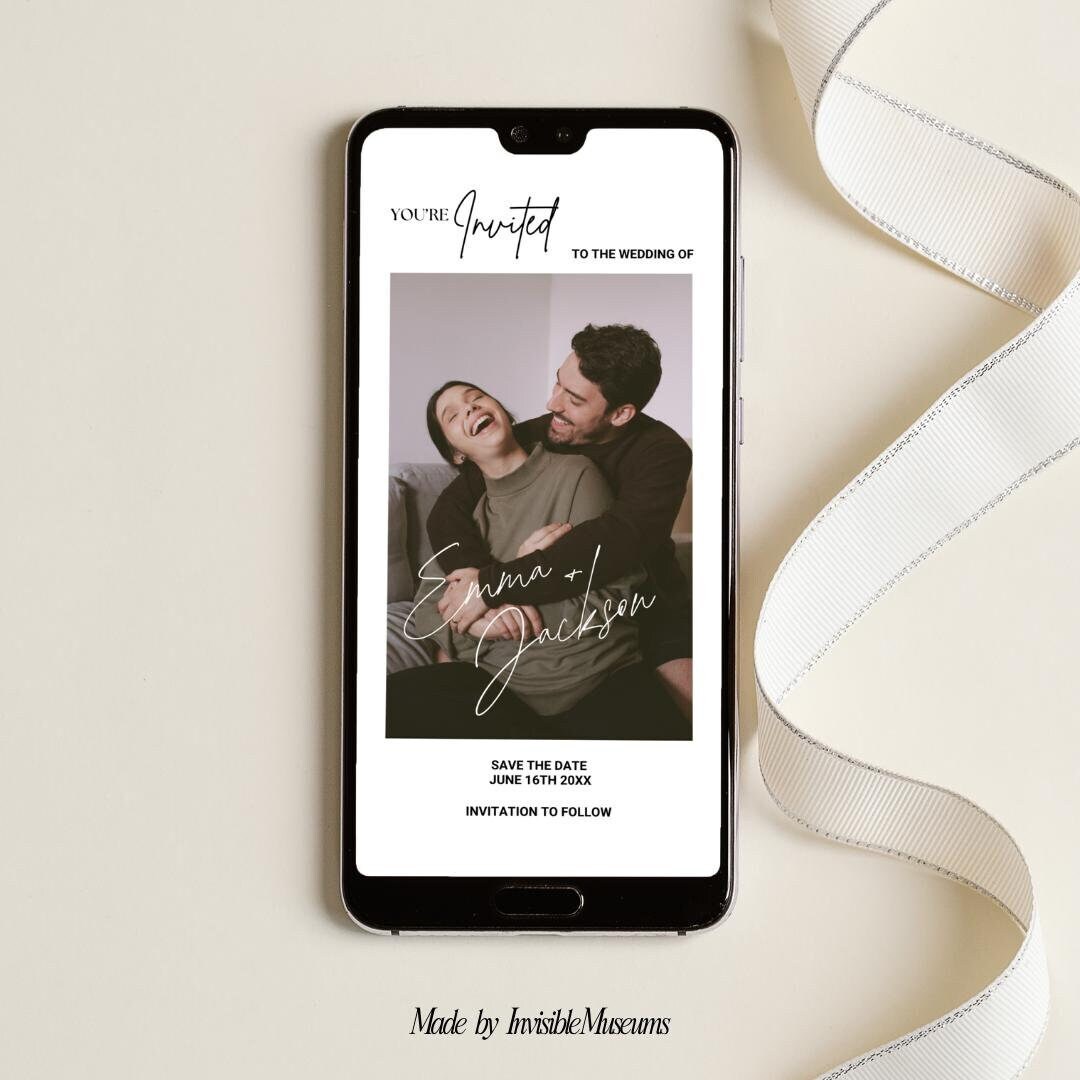 Digital Save the Date Invite, Modern Save the Date Evite Template ...