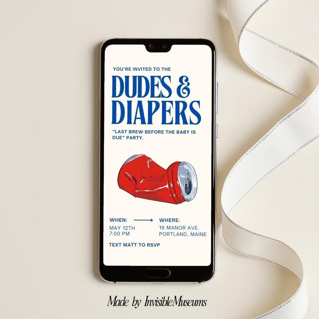 Retro Dudes and Diaper Party Invite Template, Evite, Man Shower ...