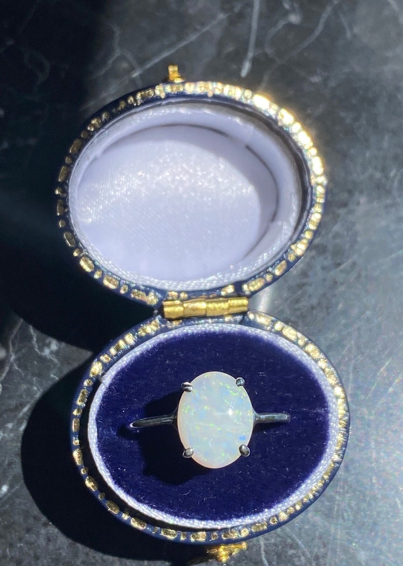 Australian Opal Ring, Opal Ring, Sterling Silver Opal Ring, Oval Opal ...
