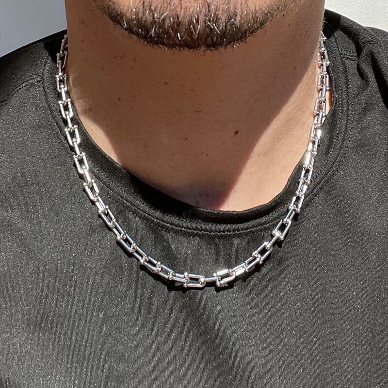 Silver Link Necklace - Etsy