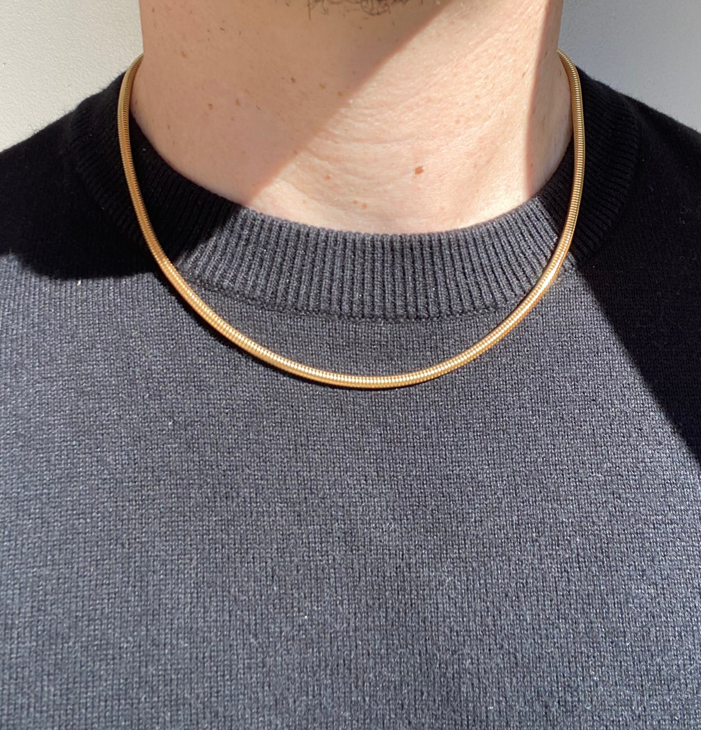 Rounded Snake Chain, Snake Chain, Gold Snake Chain, Vintage Snake Chain ...