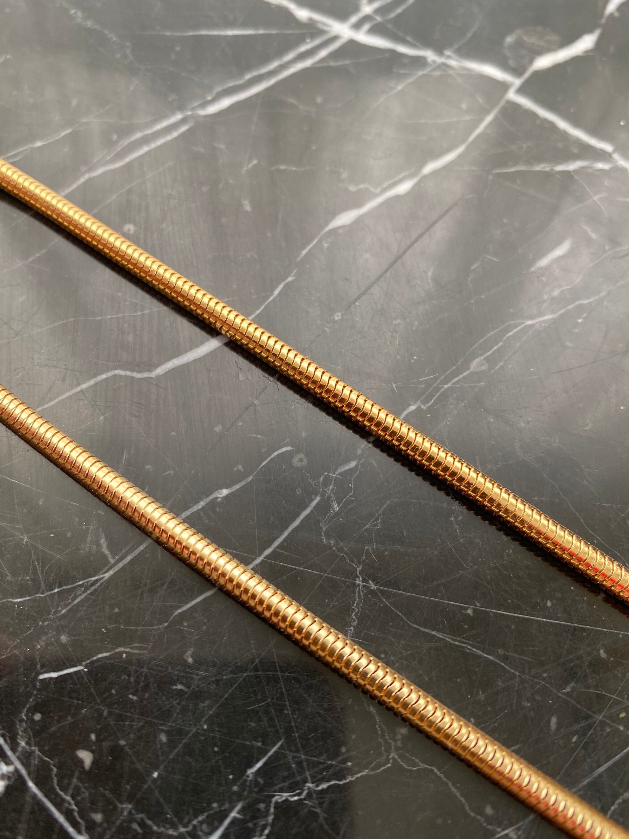 Rounded Snake Chain, Snake Chain, Gold Snake Chain, Vintage Snake Chain ...