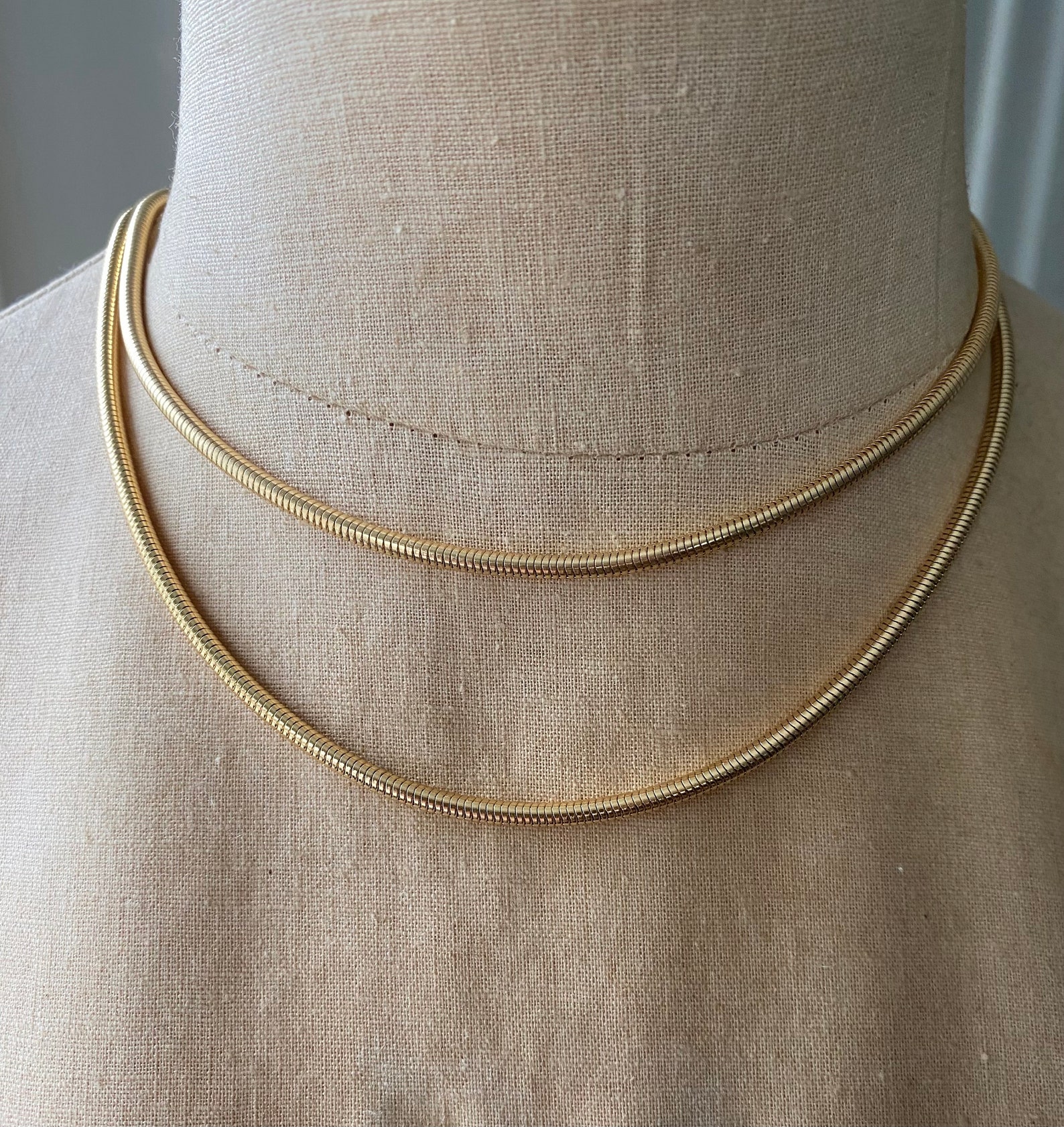 Rounded Snake Chain, Snake Chain, Gold Snake Chain, Vintage Snake Chain ...