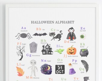 Halloween Abc Poster - Etsy