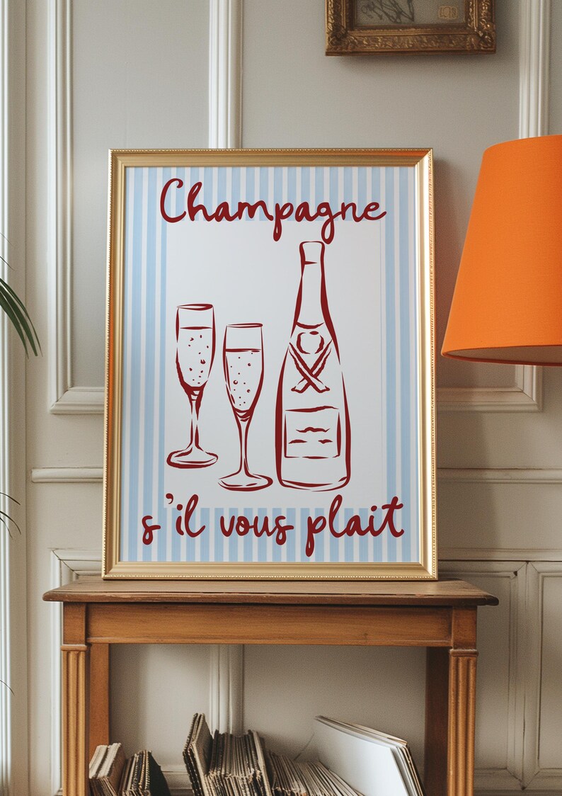 Champagne S'il Vous Plait Hand Drawn Print | French Alcohol Poster ...