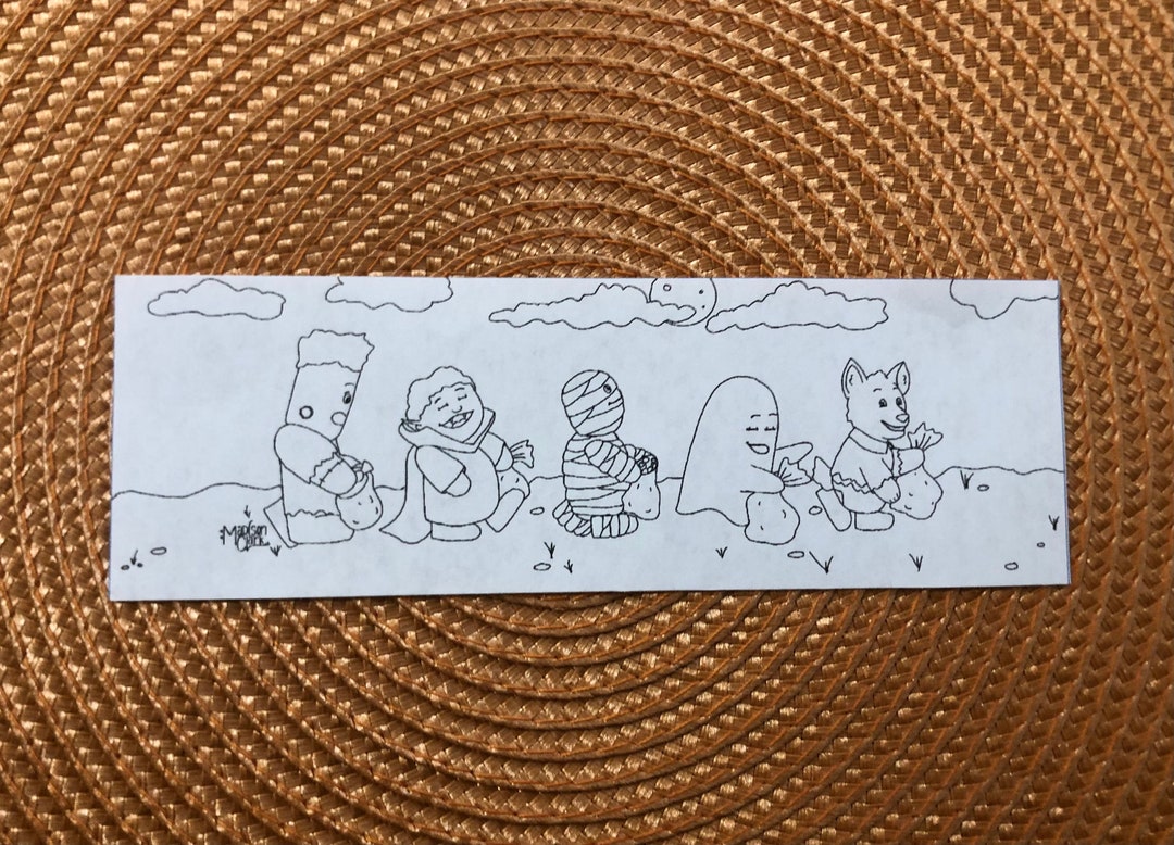 Cute Little Monsters - Halloween Coloring Bookmarks - Etsy