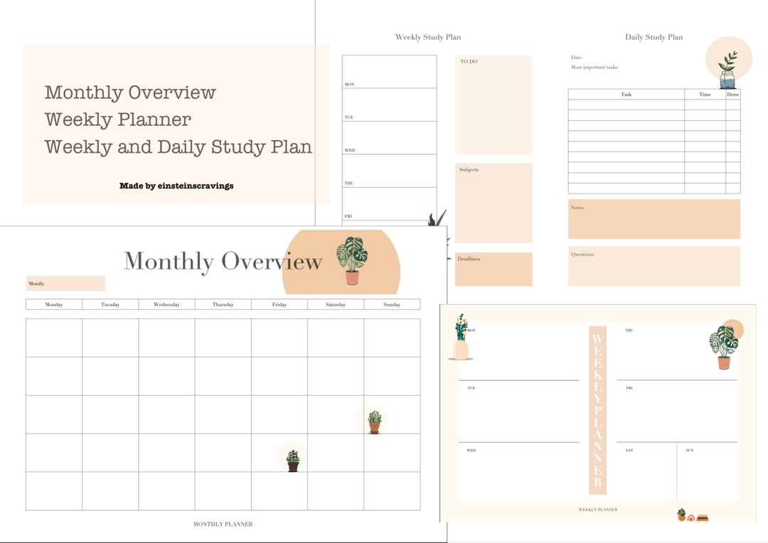 Study Guide, Study Planner, Study Bundle, Weekly and Monthyl Overview ...