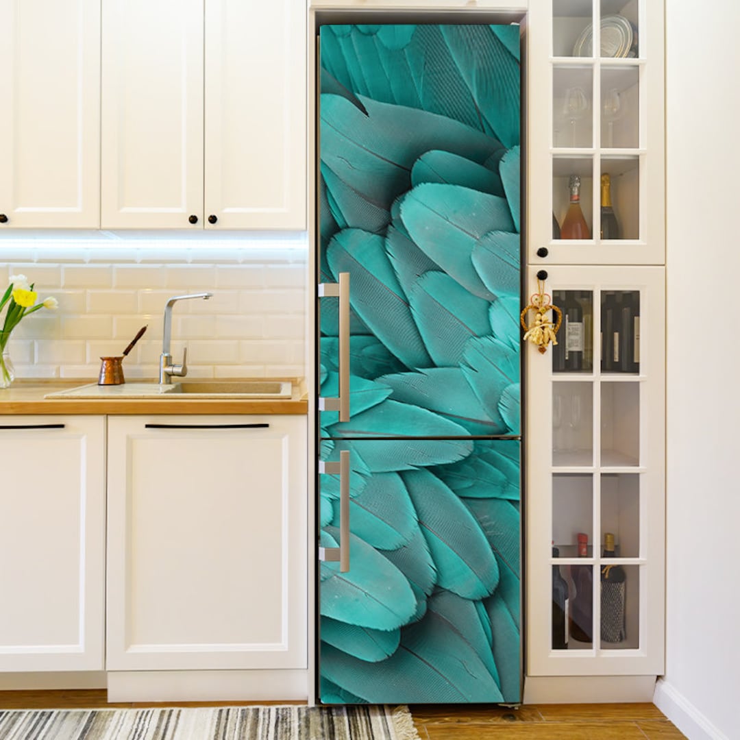 Vinyl Fridge Wrap, Custom Refrigerator Door Cover, Feather Designer ...