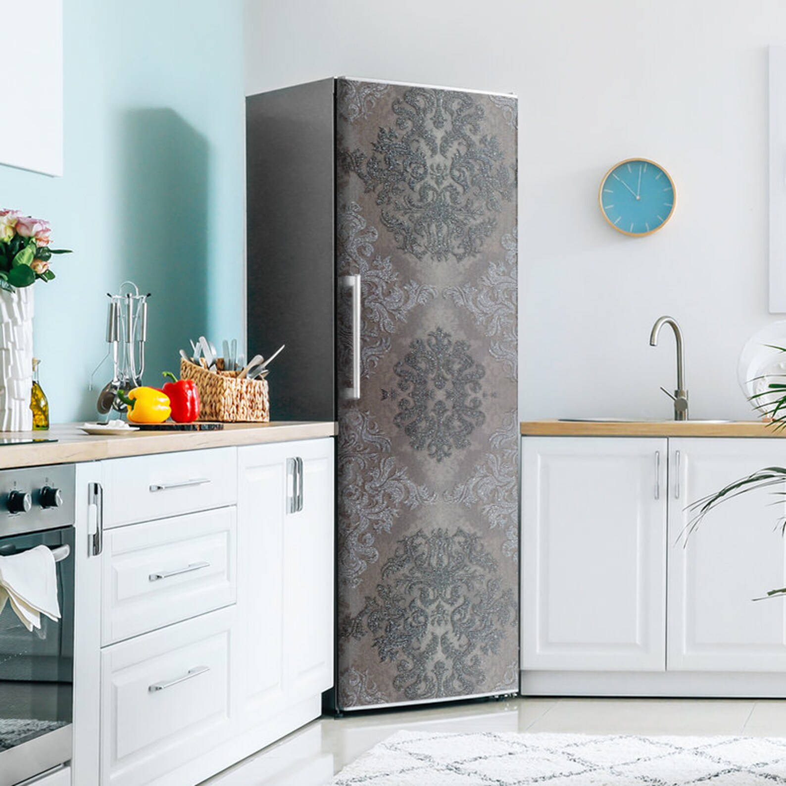 Grey Textured Fridge Wrap: Vinyl Refrigerator Door Decal - Etsy