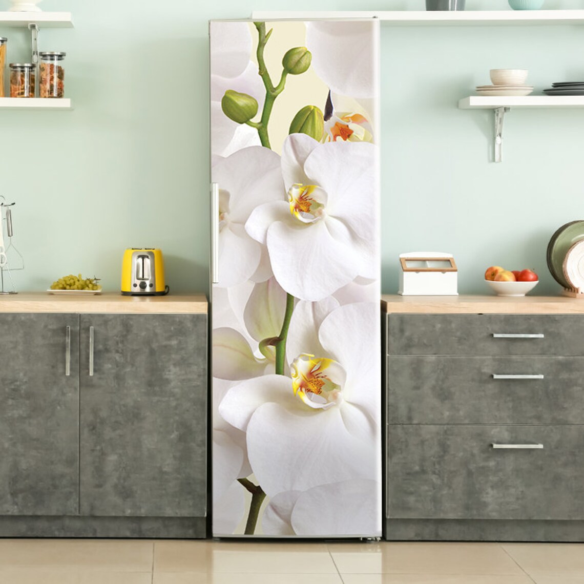 Fridge Wrap Flowers, Refrigerator Decals Floral, Decorative Fridge ...