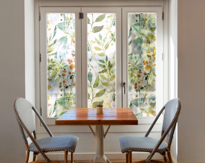Custom Window Film - Vibrant Flowers & Birds, Non-adhesive Static Cling ...