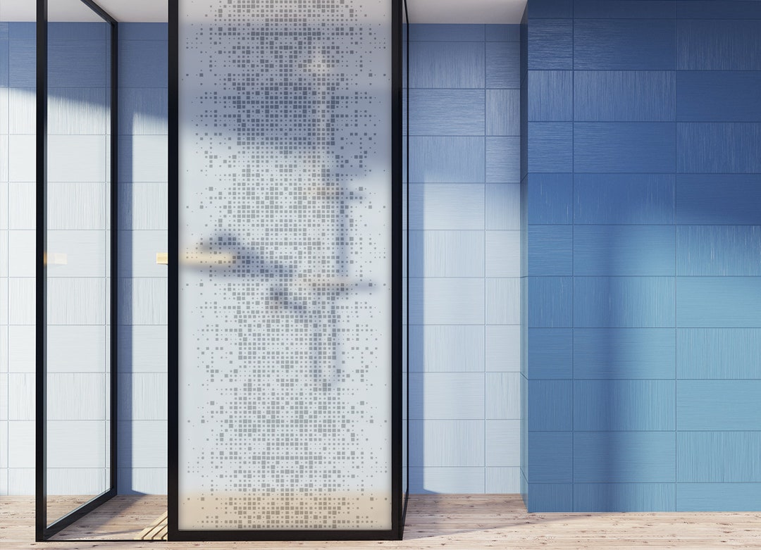Decorative Window Film, Matte Glass Film With Pixels, Squares Window ...