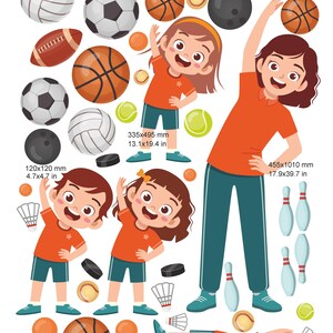 Kids Sports Wall Stickers – Ball Games Vinyl Decals for School or ...