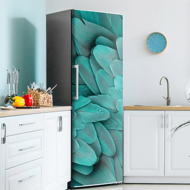 Vinyl Fridge Wrap, Custom Refrigerator Door Cover, Feather Designer ...