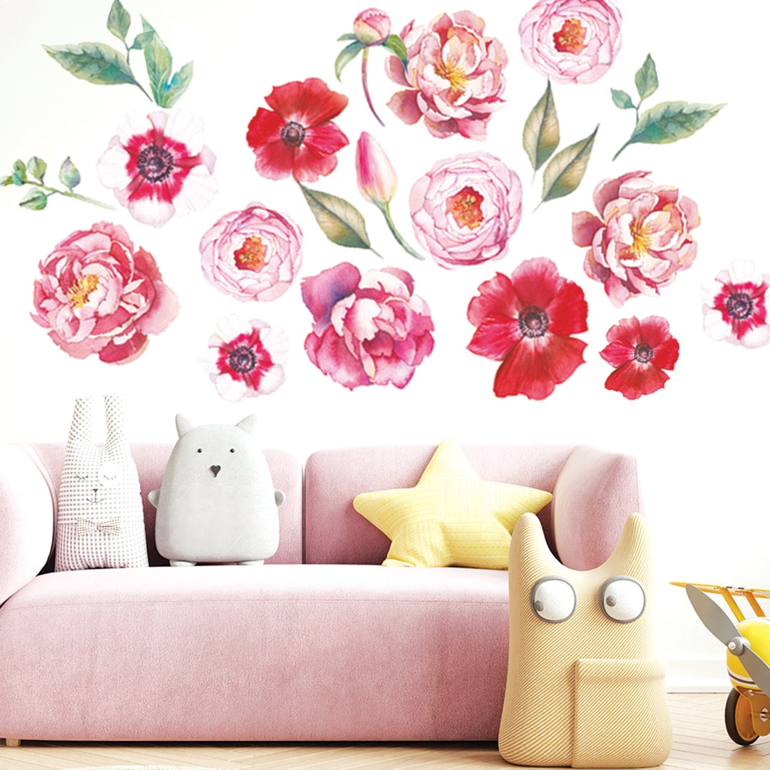 Large Flower Decal, Floral Wall Stickers, Vinyl Flower Stickers for ...