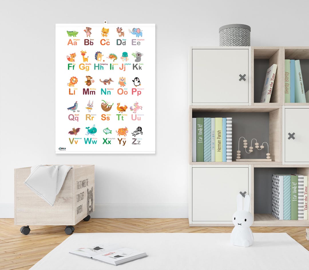 A–Z Animal Alphabet Chart – Hanging Vinyl Poster for Kids Learning ...