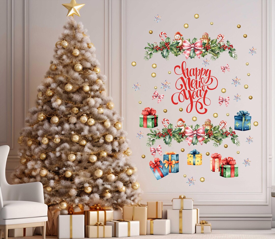 Christmas Winter Wall and Window Sticker, Santa Claus Snowflake ...