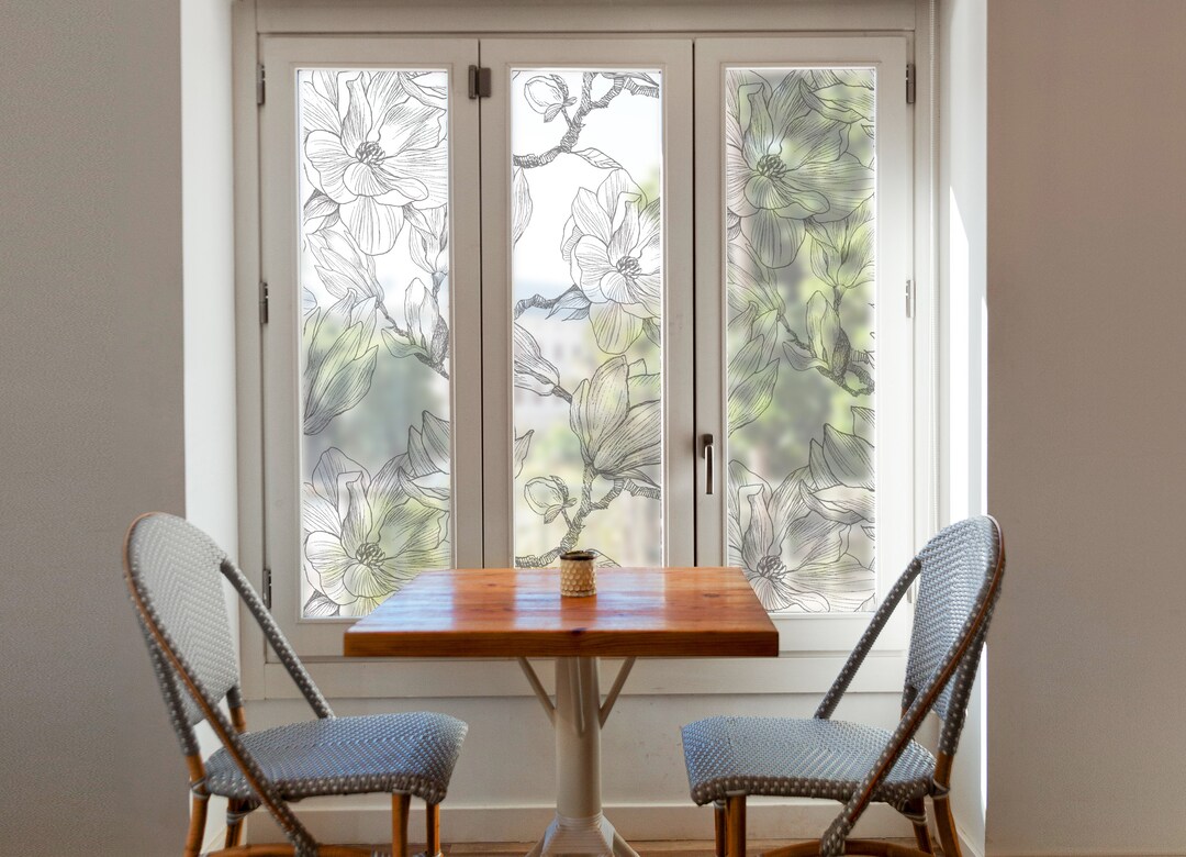 Matte Glass Film, Decorative Window Film, Floral Window Stickers ...
