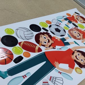 Kids Sports Wall Stickers – Ball Games Vinyl Decals for School or ...
