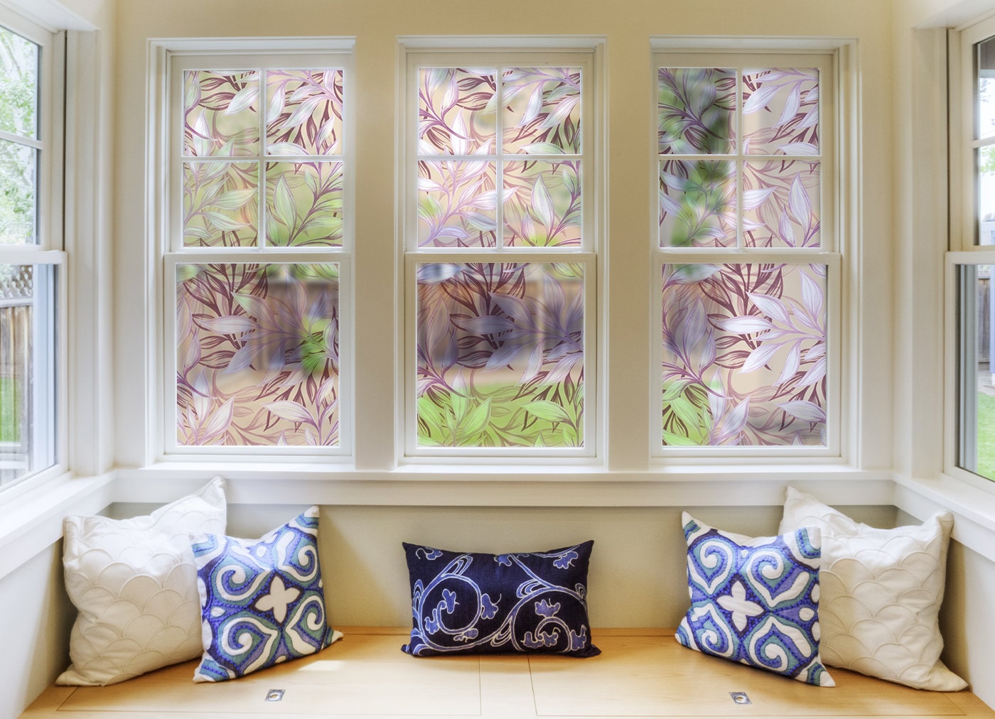 Decorative Window Film, Floral Window Stickers, Privacy Bathroom Film ...