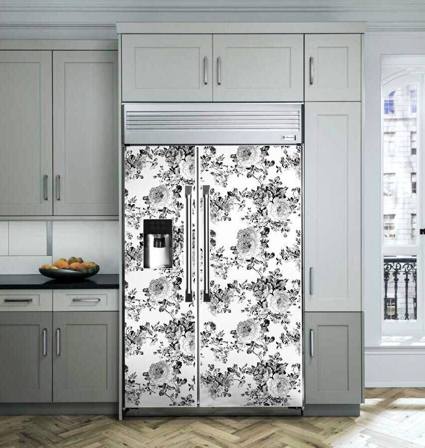 Floral Fridge Wrap, Vinyl Refrigerator Stickers Soft Flowers Fridge ...