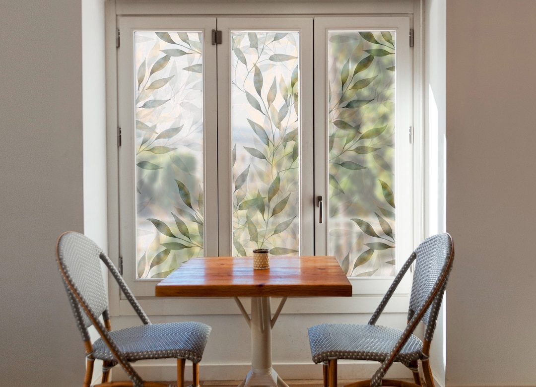 Floral Window Film: Privacy Matte Glass Stickers, Leaf Design - Etsy