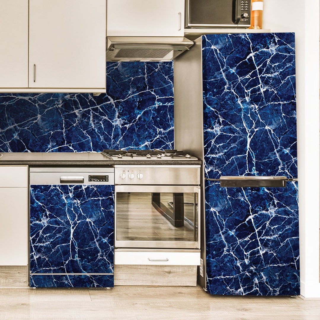 Vinyl Marble Kitchen Decals, Marble Fridge Wrap, Self Adhesive ...