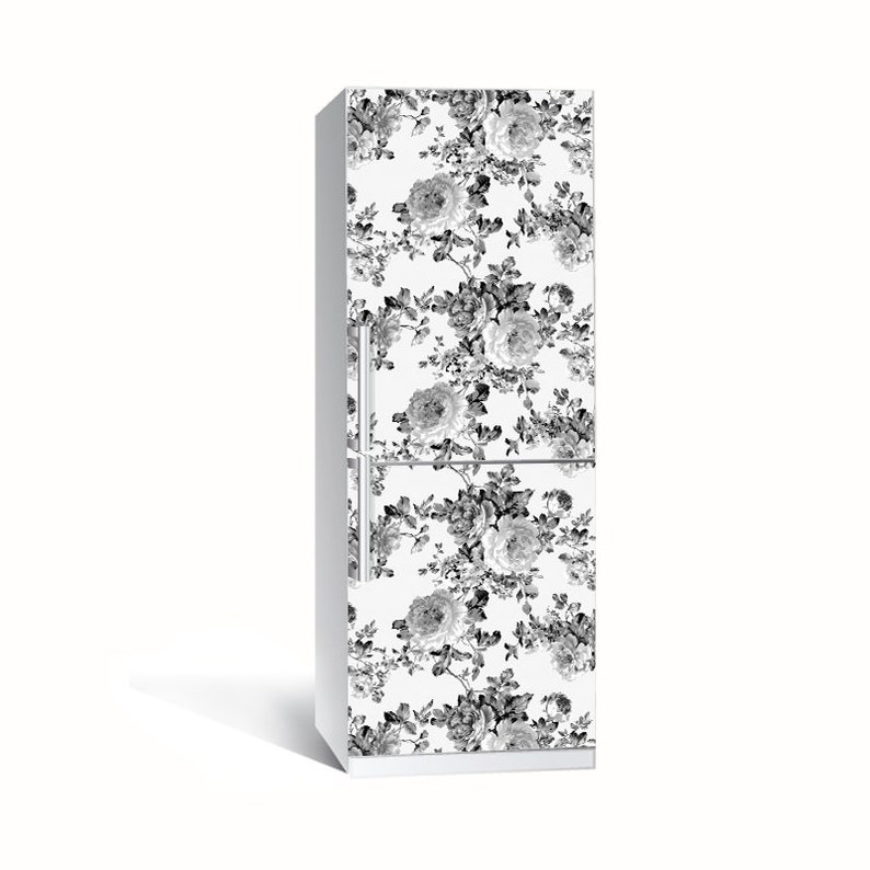 Floral Fridge Wrap, Vinyl Refrigerator Stickers Soft Flowers Fridge ...