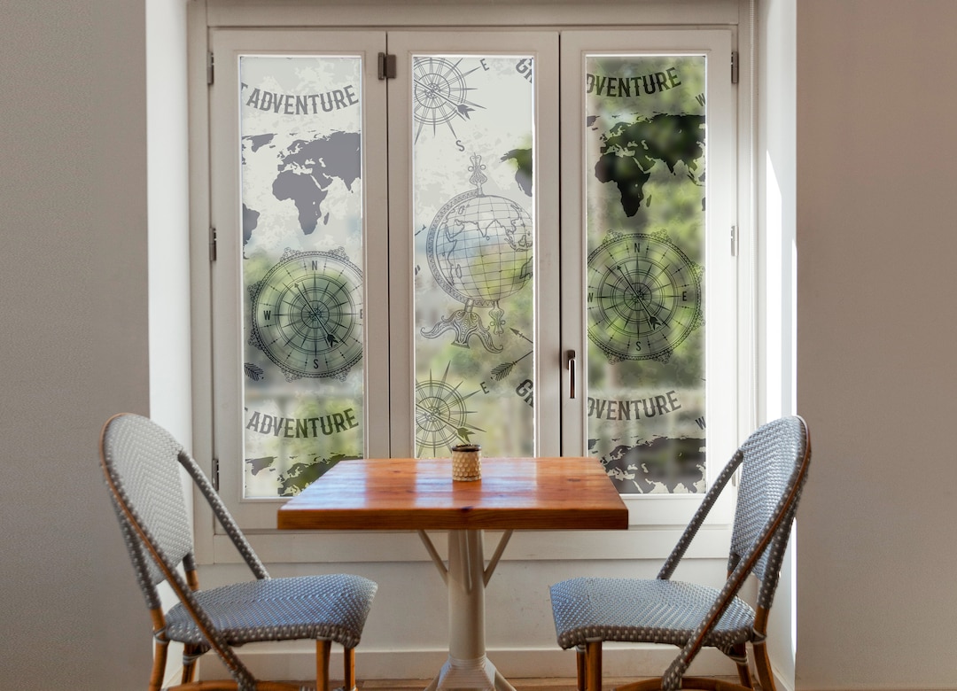 Decorative Window Film, Map Window Stickers, Privacy Bathroom Film ...
