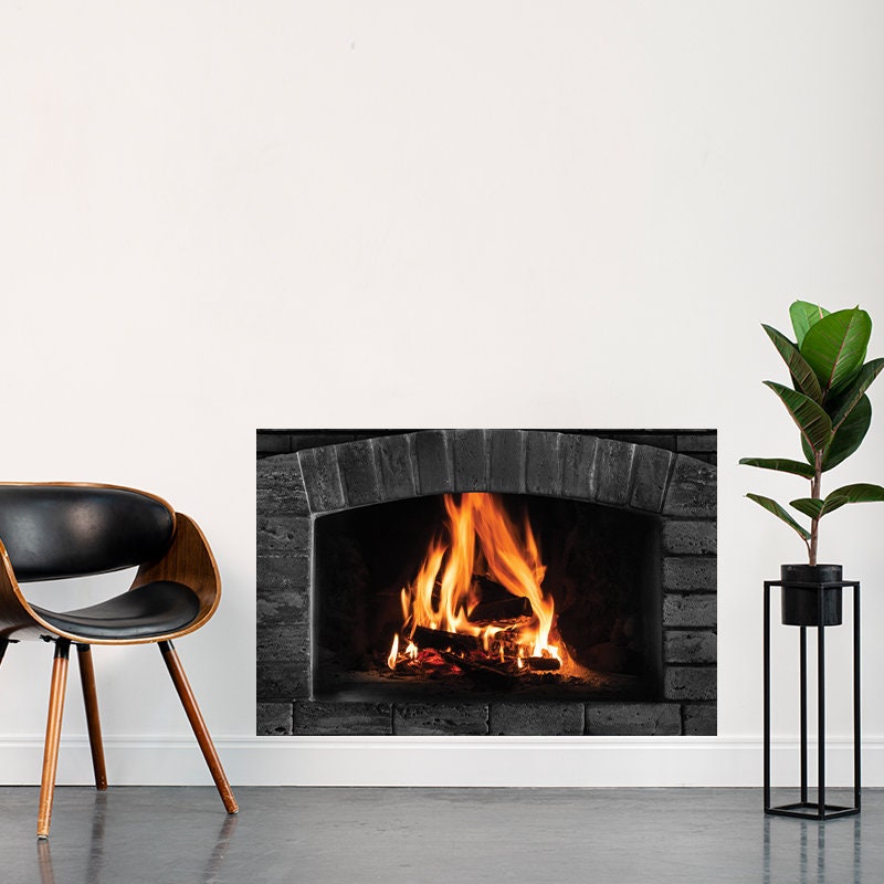 Sticker Fire on the Wall, Imitation of a Fireplace, Fireplace on the ...
