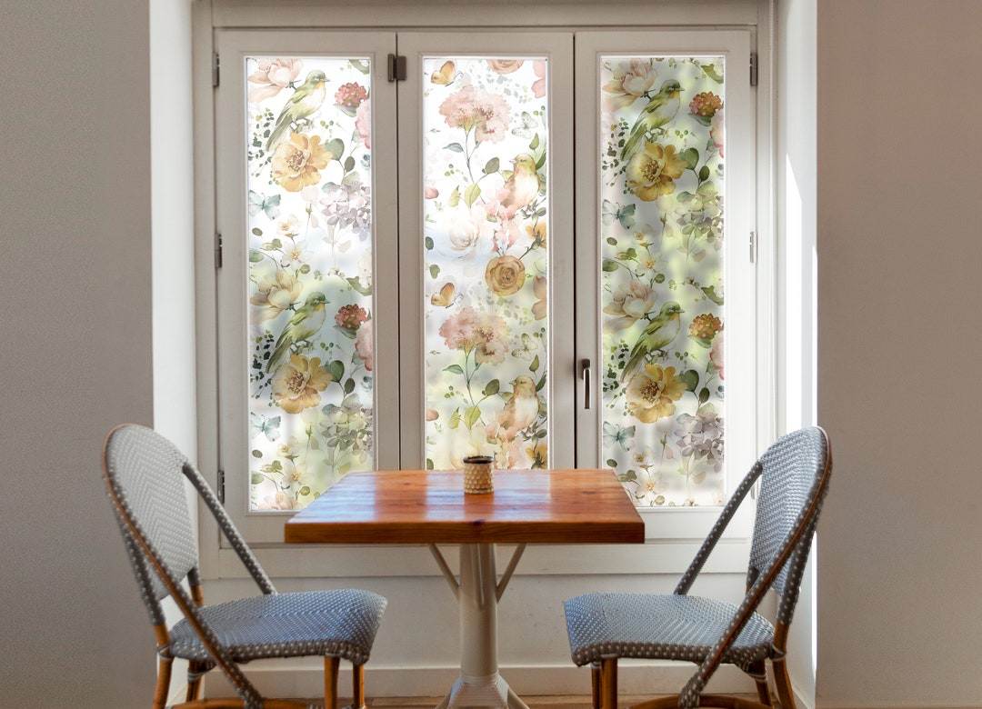 Peonies Decorative Window Film, Floral Window Stickers, Privacy ...
