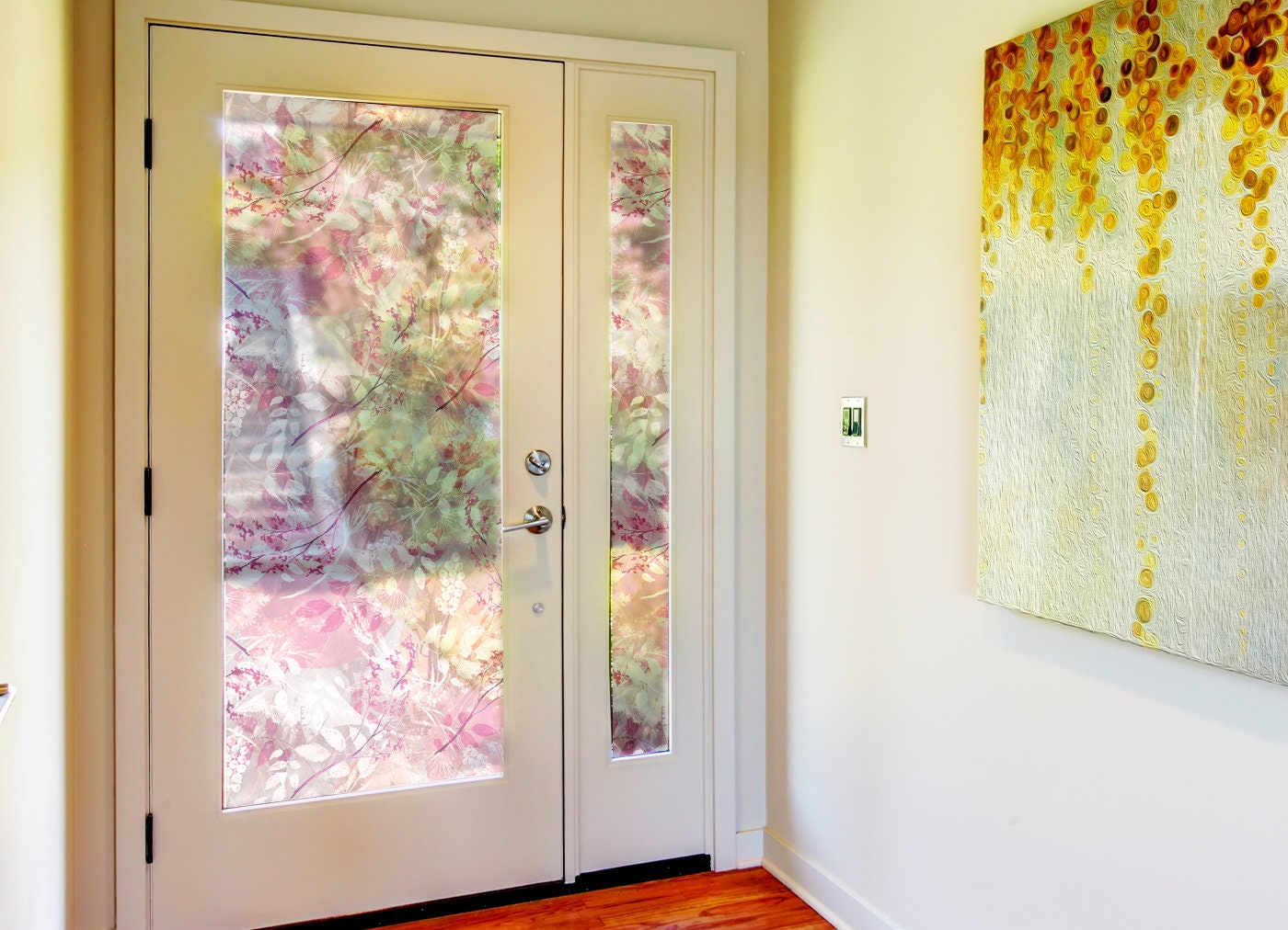 Decorative Pink Window Film, Floral Window Stickers, Privacy Bathroom ...