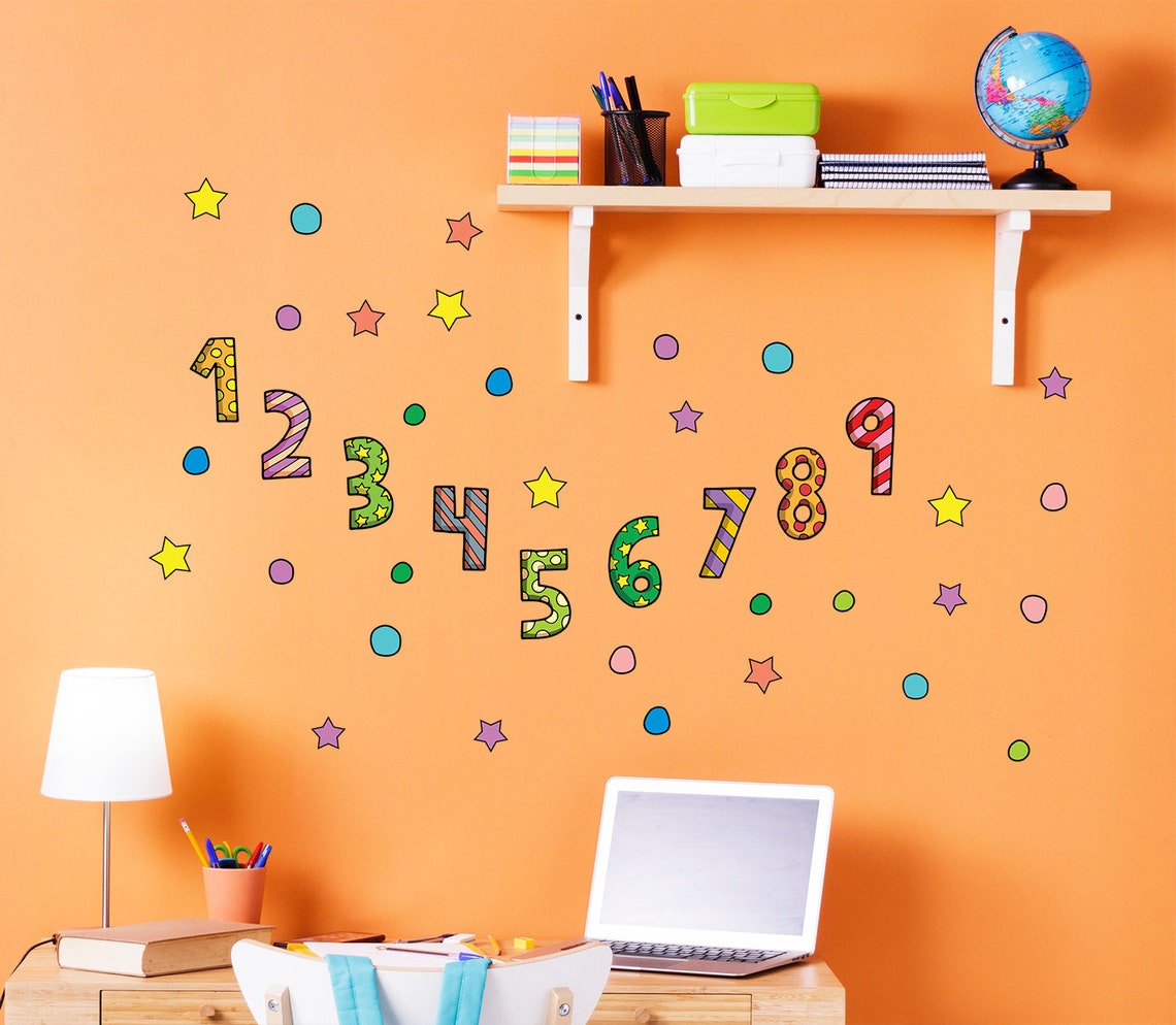 Numbers Sticker on the Wall, Children's Room, Nursery, Primary School ...