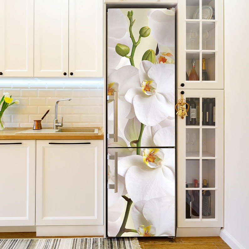 Fridge Wrap Flowers, Refrigerator Decals Floral, Decorative Fridge ...
