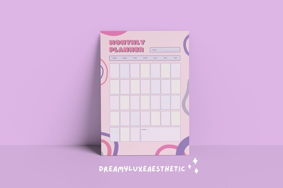 Cute Pink and Purple Digital Printable Monthly Planner Pages - Etsy