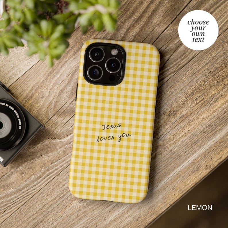 Gingham Christian Phone Case, Custom Text Option, Personalized Faith ...