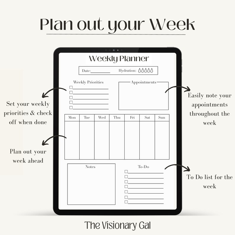 Weekly Planner Digital Weekly Planner Printable Weekly - Etsy