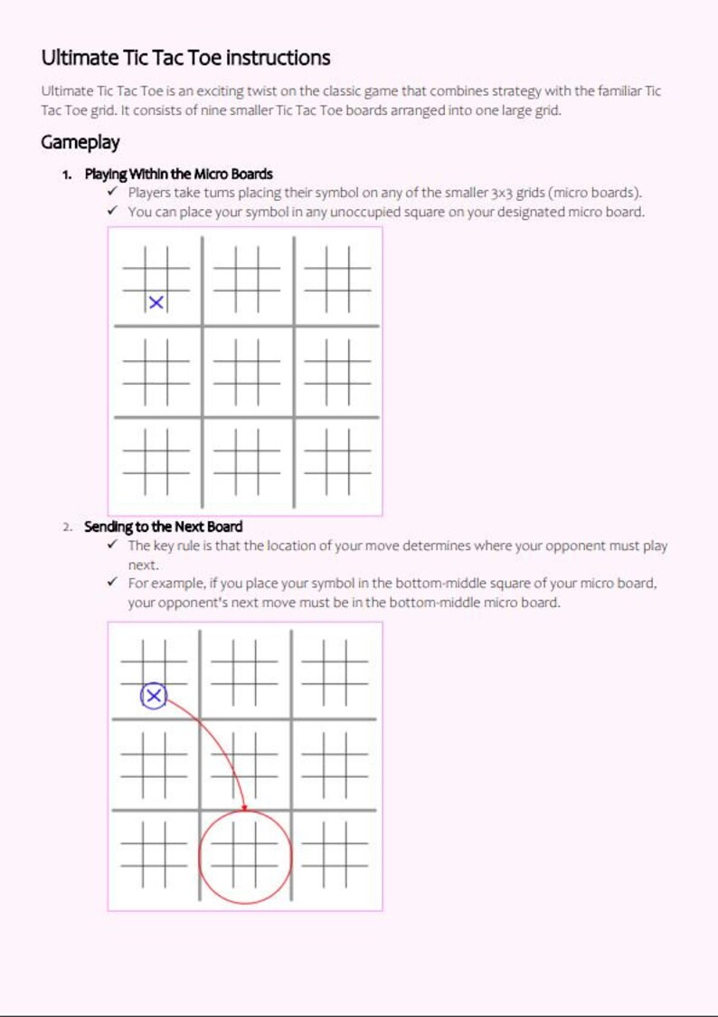 Printable Tic Tac Toe Game With Different Variations Instant Download ...
