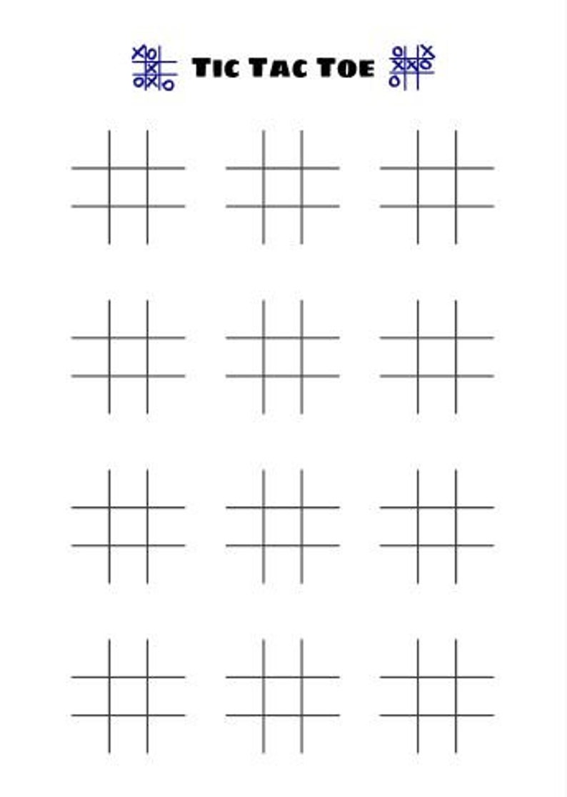 Printable Tic Tac Toe Game With Different Variations Instant Download ...
