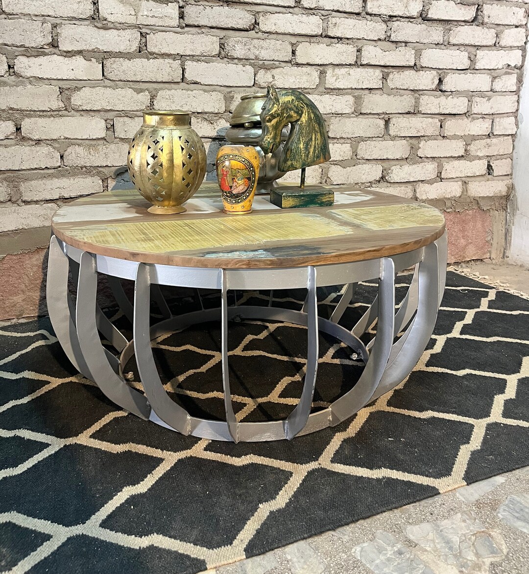 Wooden Round Coffee Table Handicraft Dinner Table - Etsy