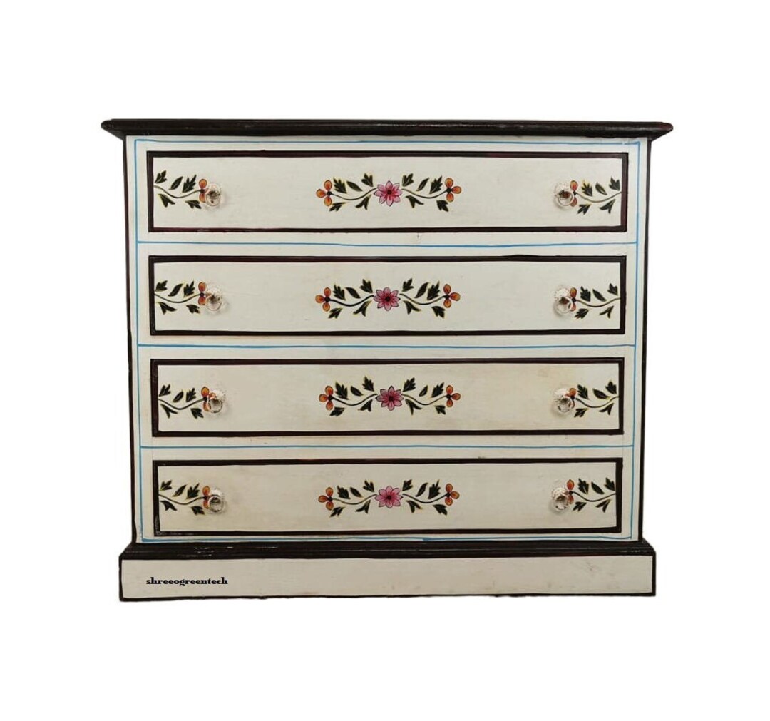 Handicraft Four-drawer Bedside Table, Home Living Painted Nightstand ...