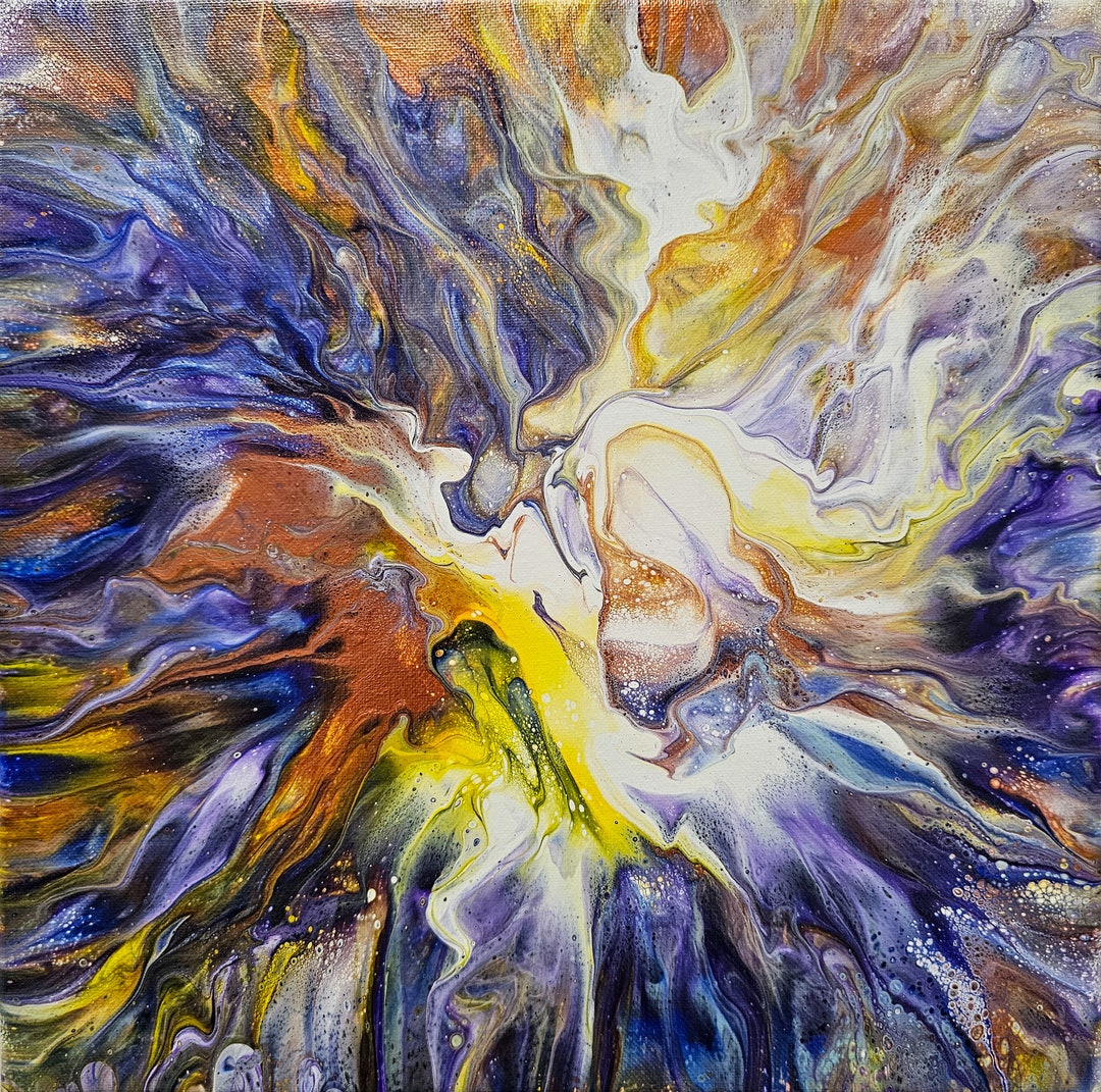 Burst of Color Abstract Painting on Canvas. Handpainted Original Art ...