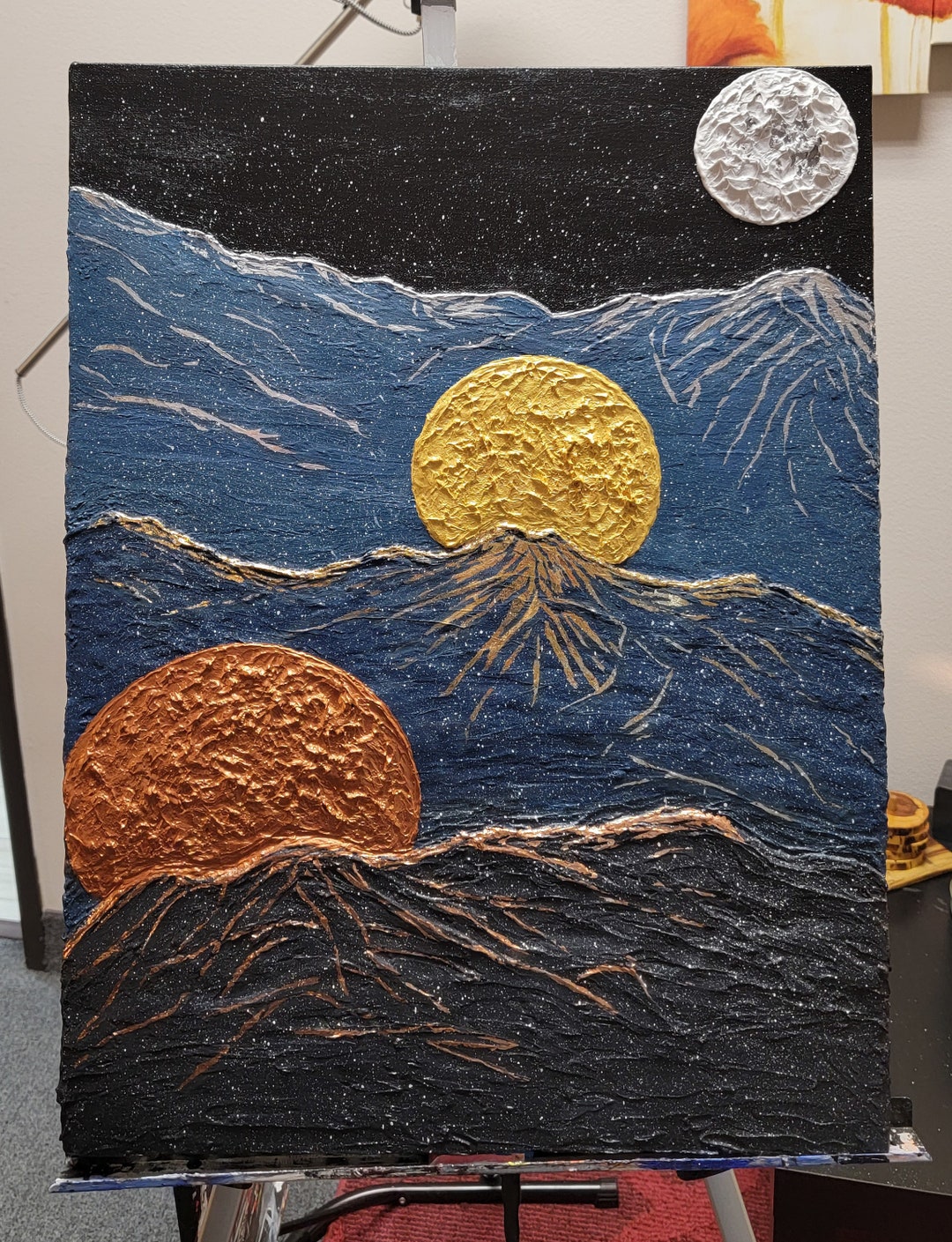 Original Acrylic Moon Painting on Stretched Canvas Framed. - Etsy