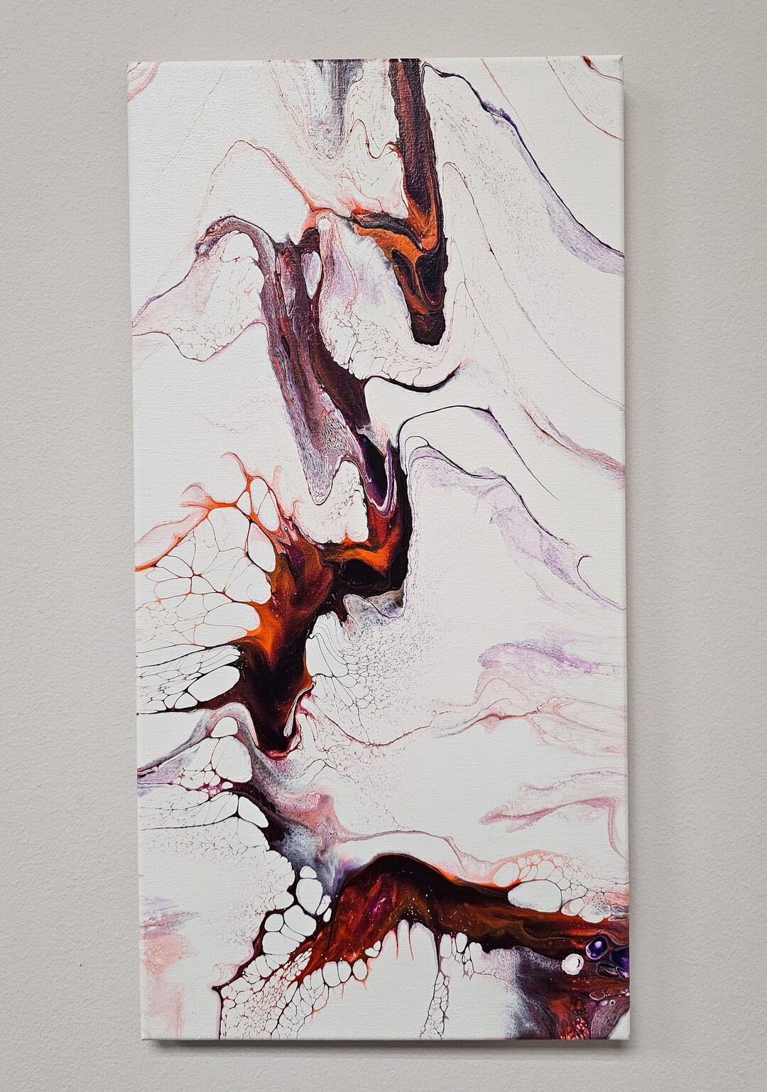 New Modern Fluid Art Original Painting in Deep Red, Purple, & Orange ...
