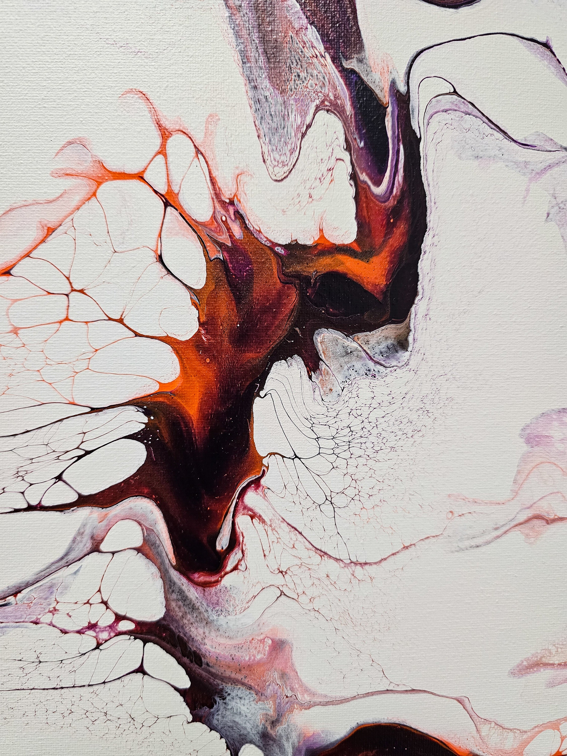 New Modern Fluid Art Original Painting in Deep Red, Purple, & Orange ...