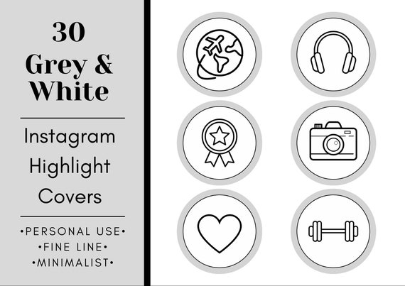 30 Grey & White Instagram Highlight Covers Minimalist Grey - Etsy