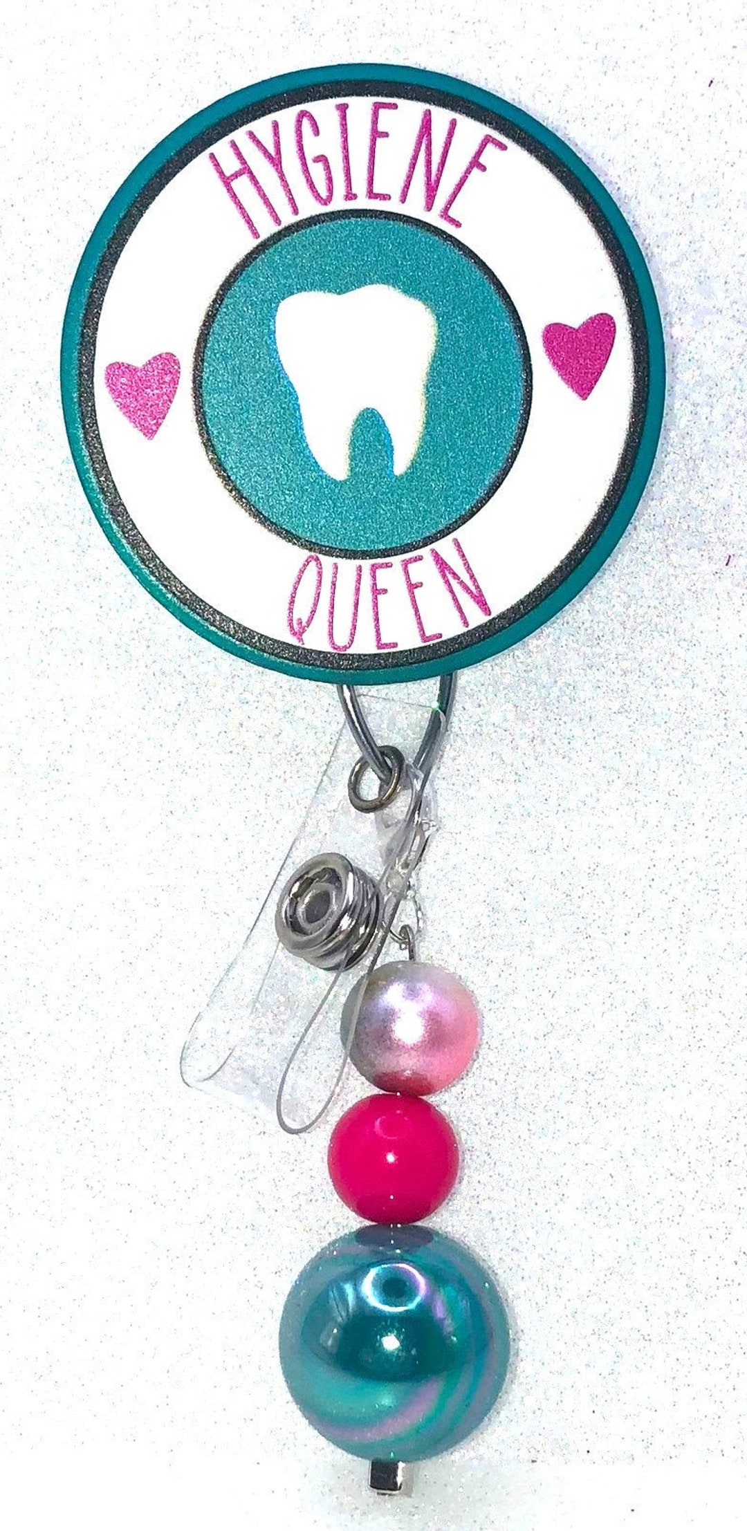 Hygiene Queen Dental Retractable Badge Reel W/detachable Beads Medical ...