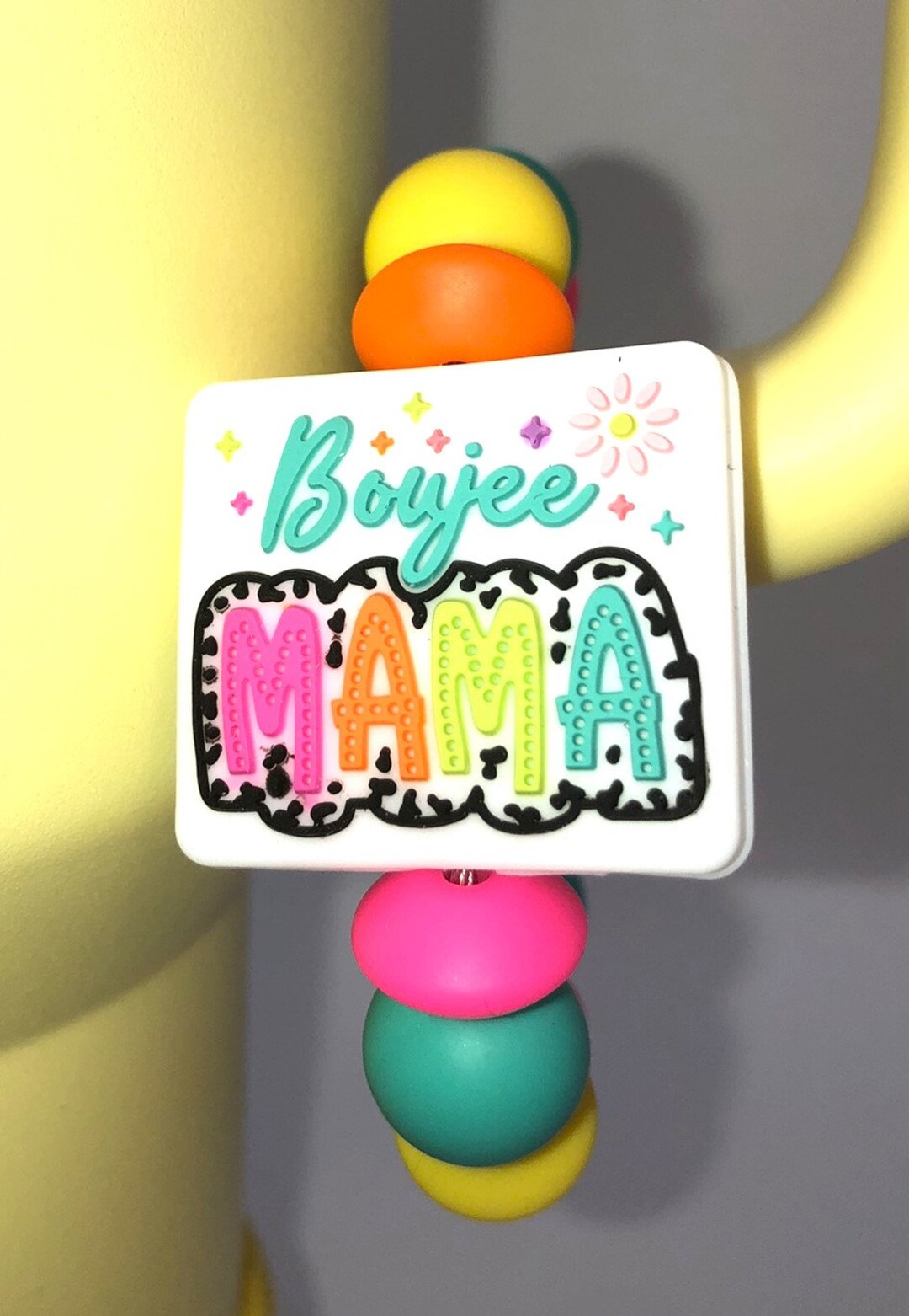 Neon Boujee Mama Stanley Tumbler Cup Handle Charm Tumbler Accessories ...