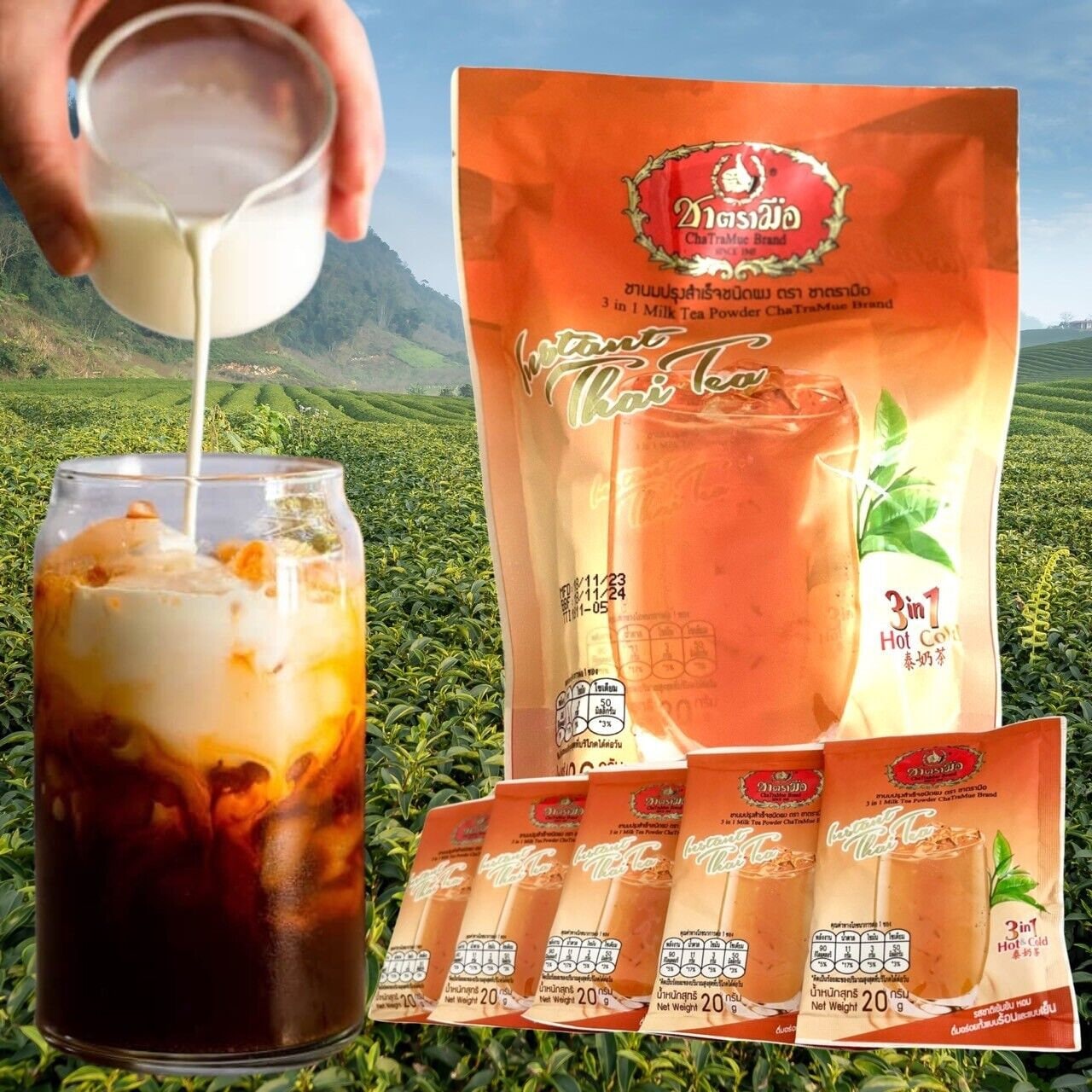Original Instant Thai Tea & Green Tea 100% Chatramue 3 in 1 Instant ...